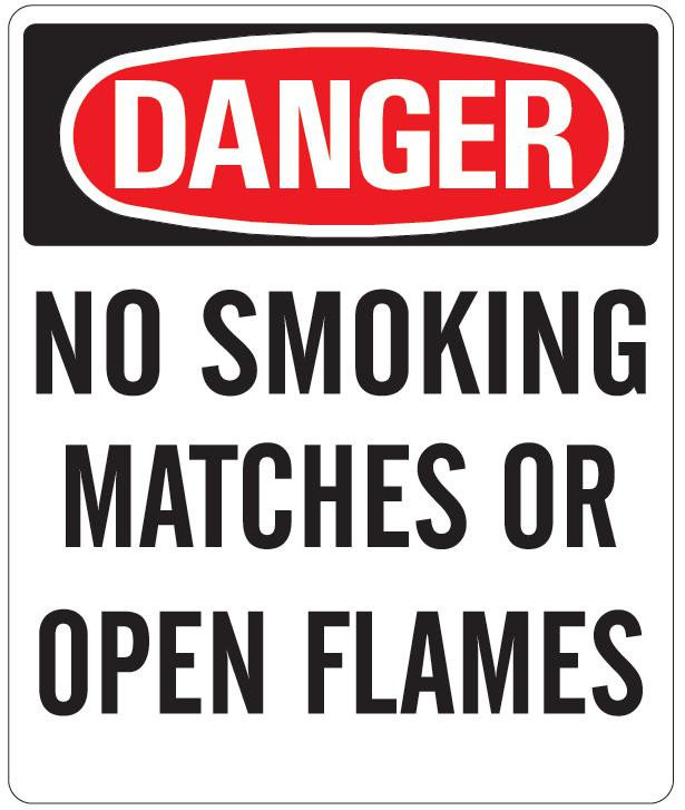 No Smoking Matches or Open Flames 24 x 20 VPO (sticker) for Sign Stands