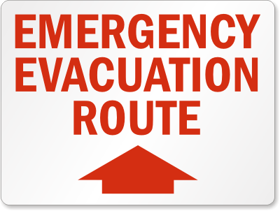 Emergency Evacuation Route Sign