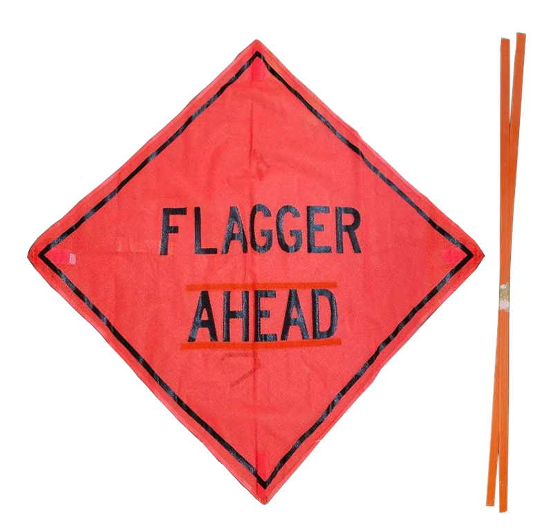 Flagger Ahead 48" x 48" Mesh Sign