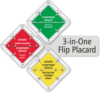 Confined Space Flip Placards - Ideal Supply Inc (dba Ideal Blasting Supply)