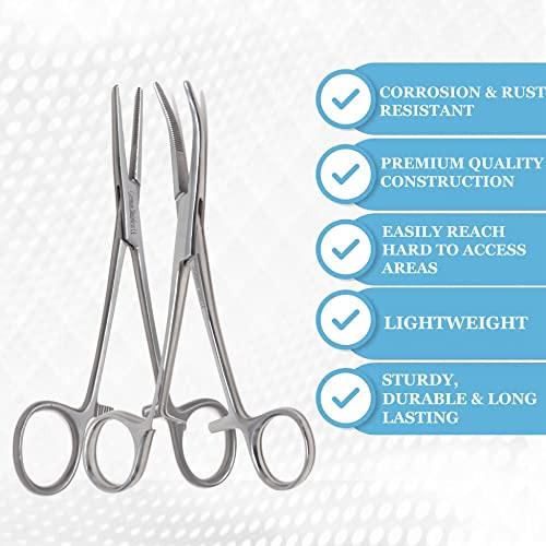 Set of 2 Pcs 5.5" Straight & Curved Kelly Hemostat Forceps Locking ...
