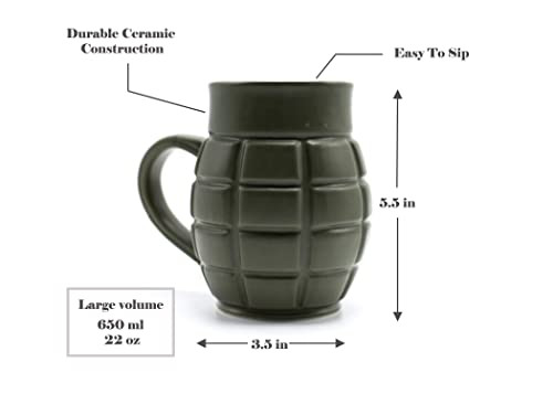 Caliber Gourmet Grenade Coffee Mug Tea 22oz, 650ml, Ceramic, Cool ...