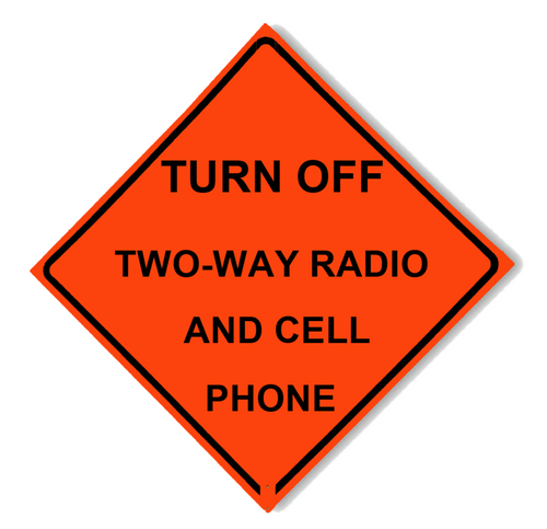 Turn Off Two Way Radio and Cell Phone 48" x 48" Mesh Sign