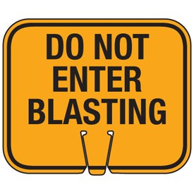 Do Not Enter Blasting Slotted Safety Cone Sign