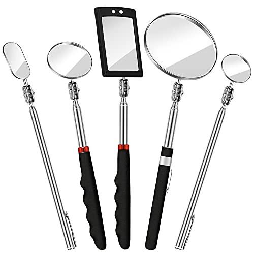 5 Pieces Telescoping Inspection Mirror Round Mirror Stainless Steel ...