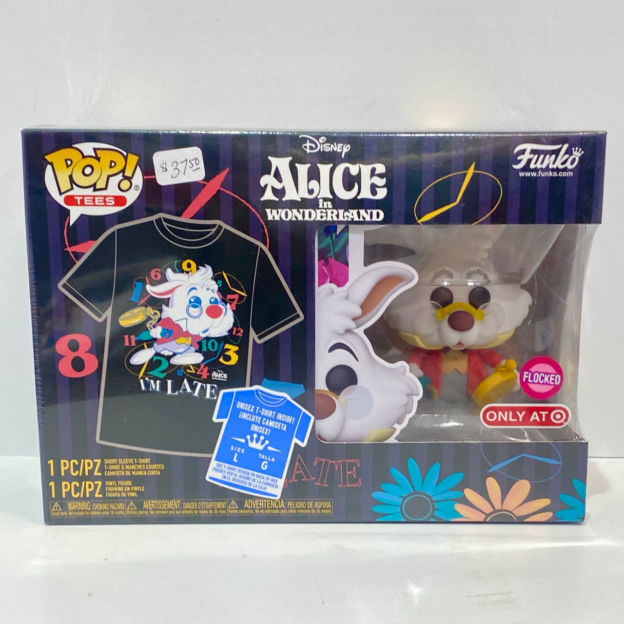 Funko POP! TEES (Lg) Disney Alice in Wonderland White Rabbit Flocked ...