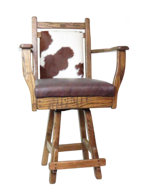 Barnwood Swivel Bar Stool 24 or 30 inch with arms and with upholstered ...