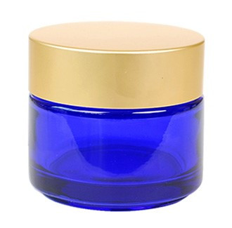 Classic Round Cobalt Blue Glass Jar | Gold Matte Cap