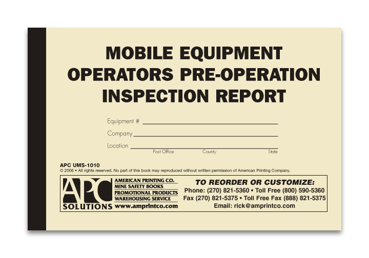 Mobile Equipment Checklist | UMS-1010: Mobile Equipment Operator's Pre ...