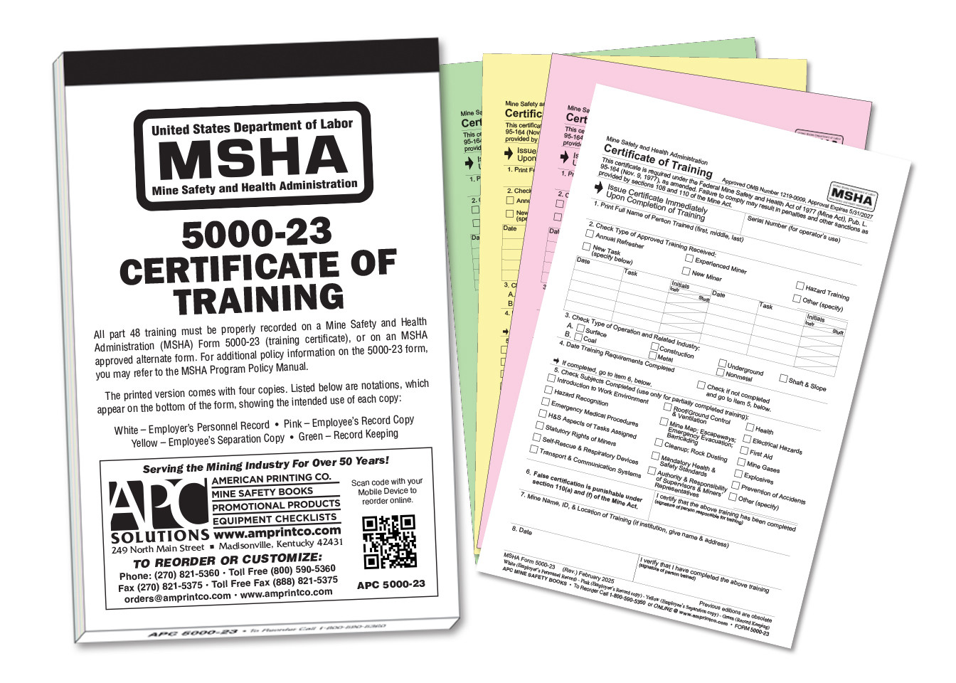 Buy MSHA 5000-23 Forms | 4-Part MSHA Certificate of Training | Up To ...