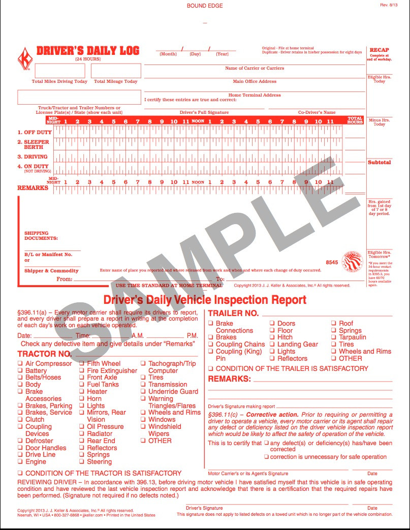 Driver Daily Log | DVIR — Daily Vehicle Inspection Report | D.O.T ...