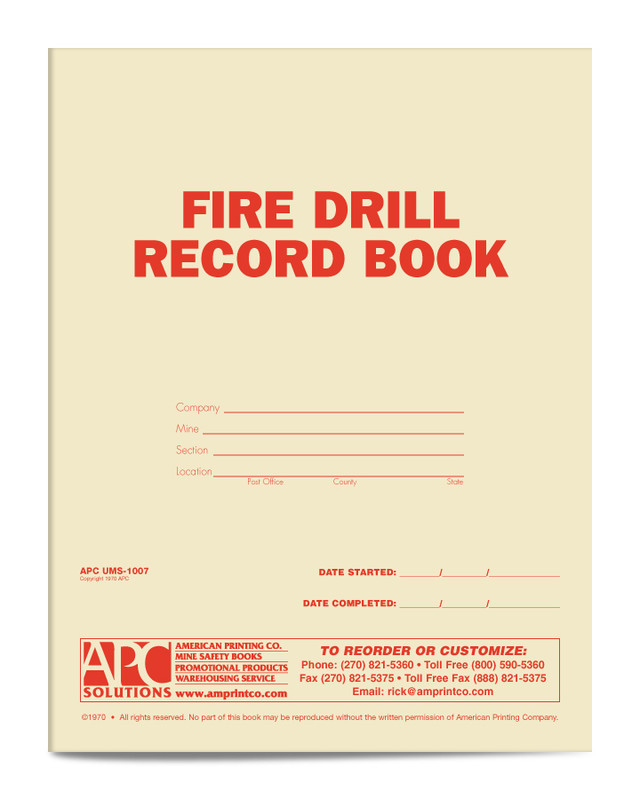 APC UMS-1007: Fire Drill Record Book - APC Solutions / American ...
