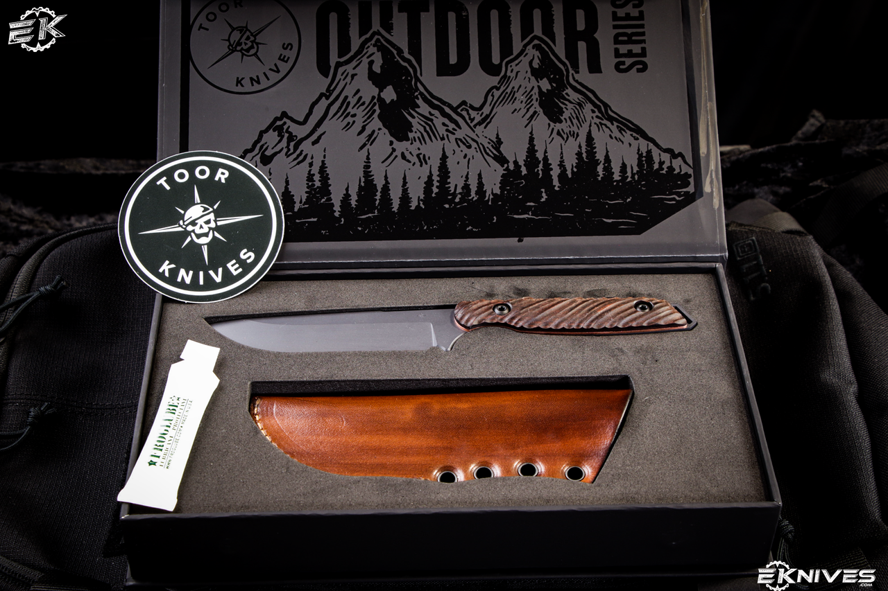 Toor Knives FIELD 2.0 Walnut Fluted Fixed Blade Knife 4.5" Battleship ...