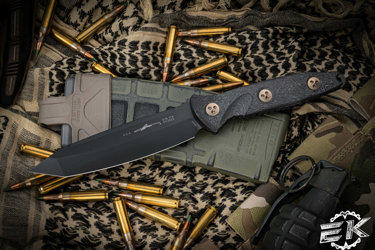Microtech Socom Alpha Carbon Fiber Fixed Blade Knife 5.0" DLC Tanto 114 ...