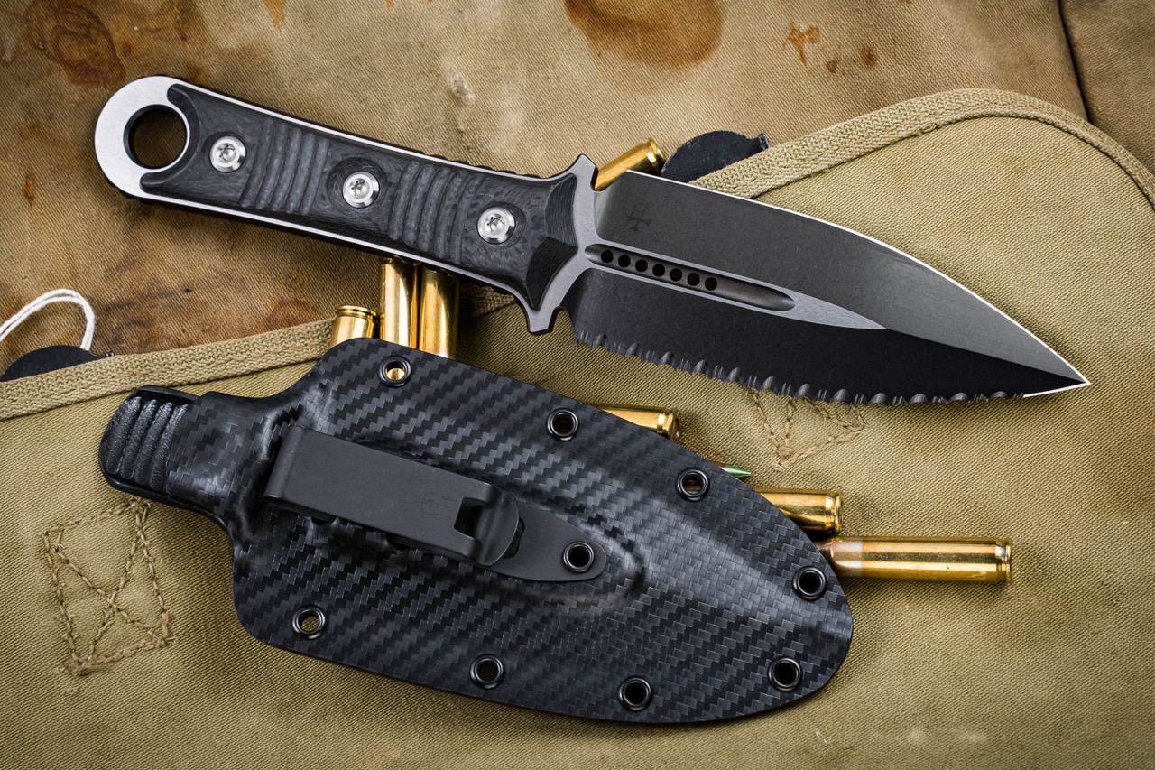 Microtech/Borka Blades SBD Carbon Fiber Fixed Blade Knife 4.3" Two-Tone ...