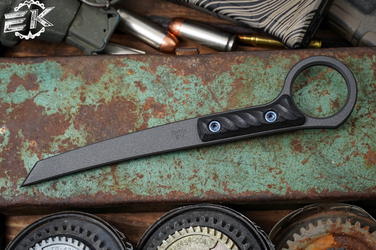 RMJ Tactical "Stabby Guy" Ringed Chisel Pry Tool Black G10 3.75" CPM-3V ...