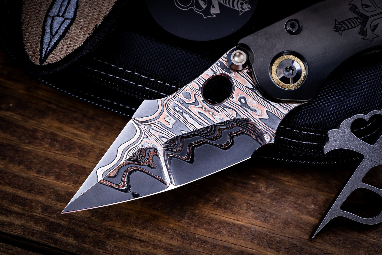 Marfione Custom/Borka Blades "Stitch" Stonewash Titanium 3.5" Copper ...