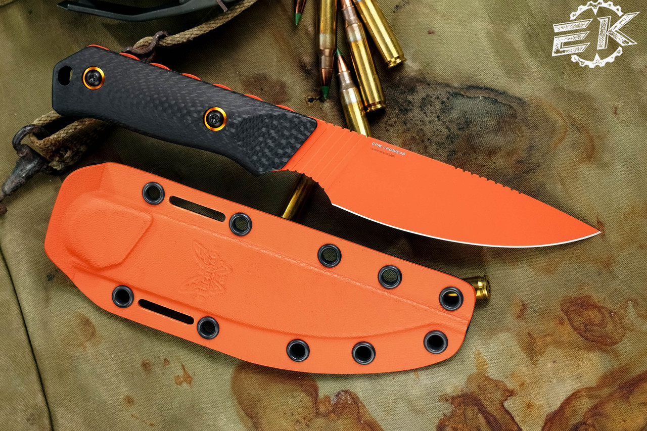 Benchmade Hunt Raghorn Fixed Blade Carbon Fiber 4.0" CruWear Orange ...