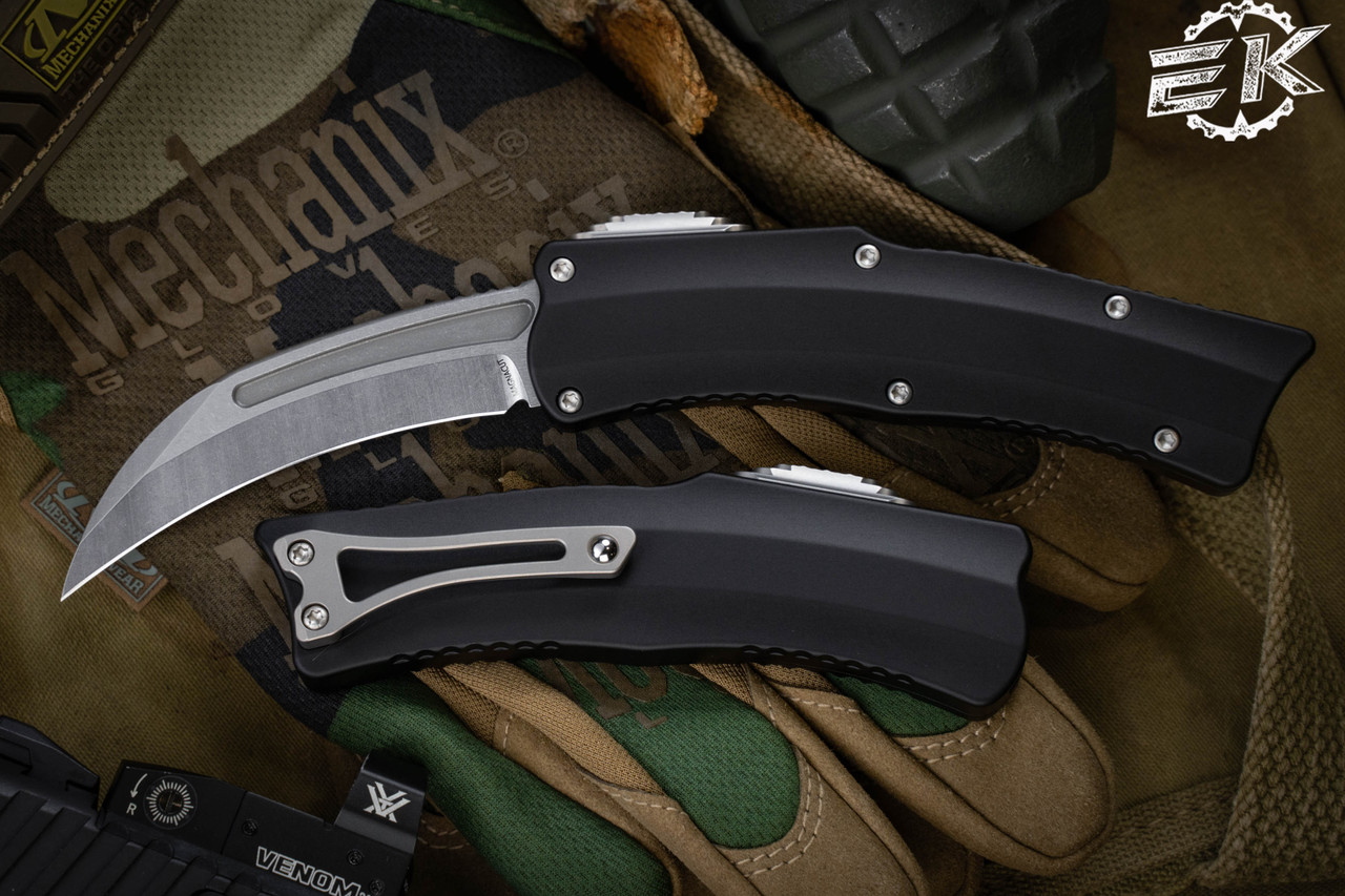 Heretic Knives Roc Black Aluminum Otf Automatic 3 Stonewash H060 2a