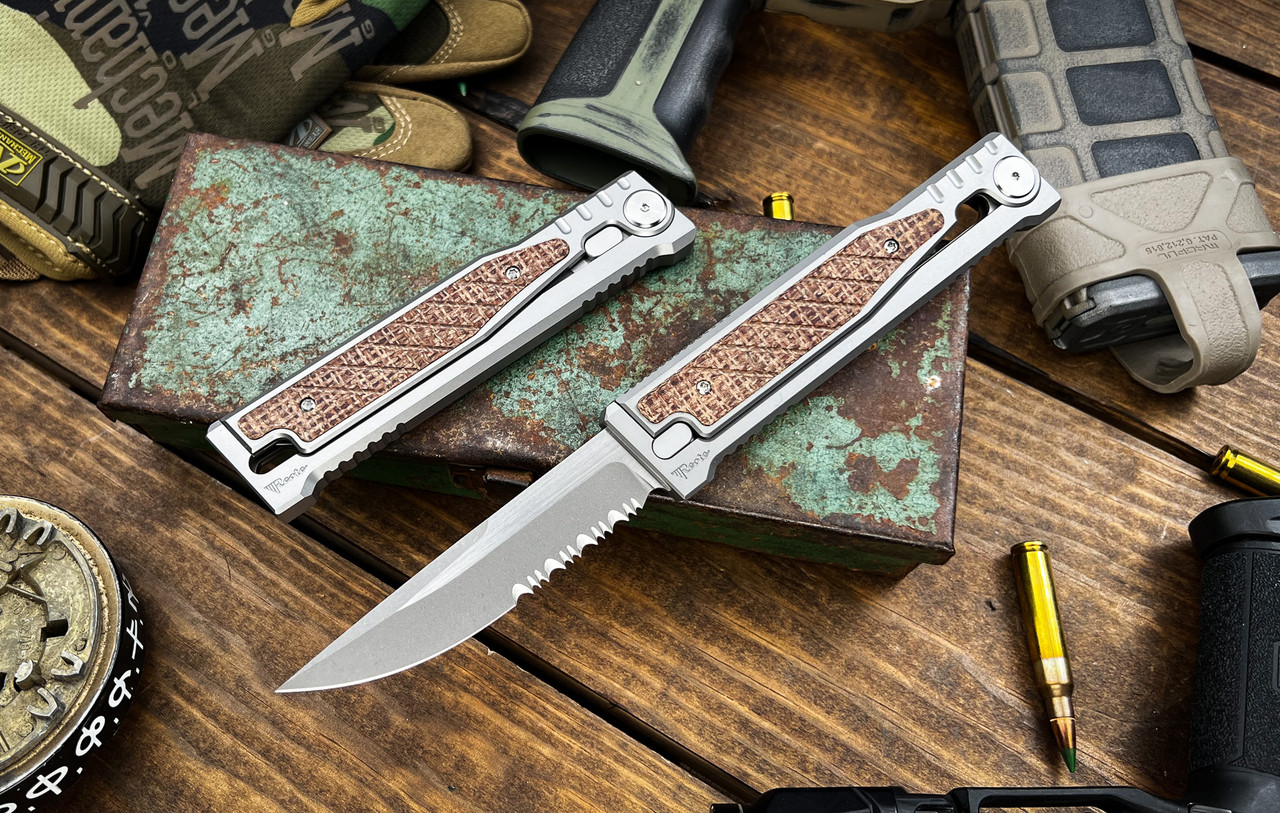 Reate EXO Gravity Knife Titanium/Burlap Brown Micarta 3.75" Drop Point ...