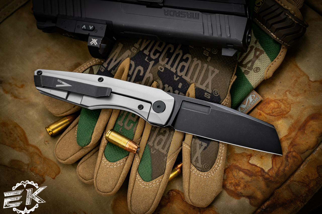 Vero Engineering Axon Frame Lock Knife Stonewash TItanium 3.4" M390 ...