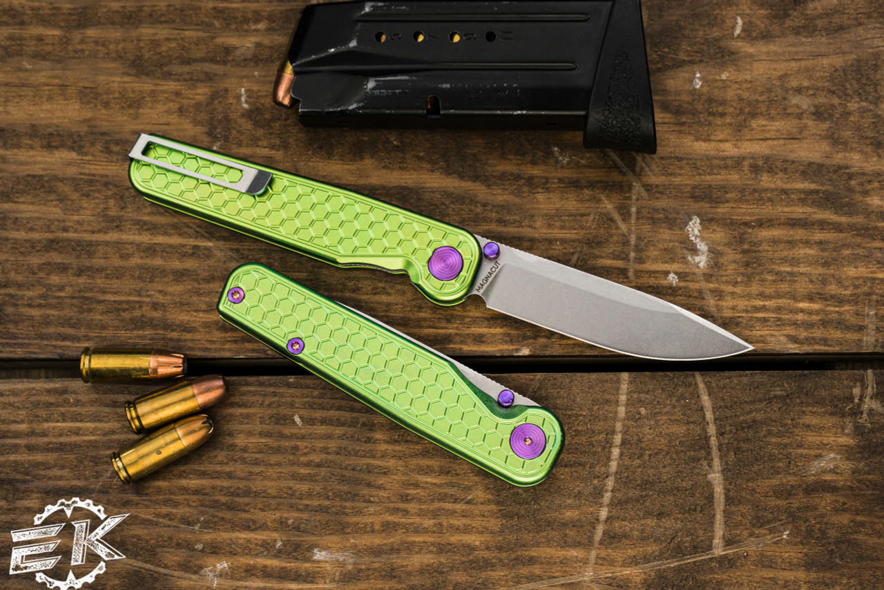 Tactile Knife Co. "Rockwall" Joker Green Hex Pattern Titanium Folding ...