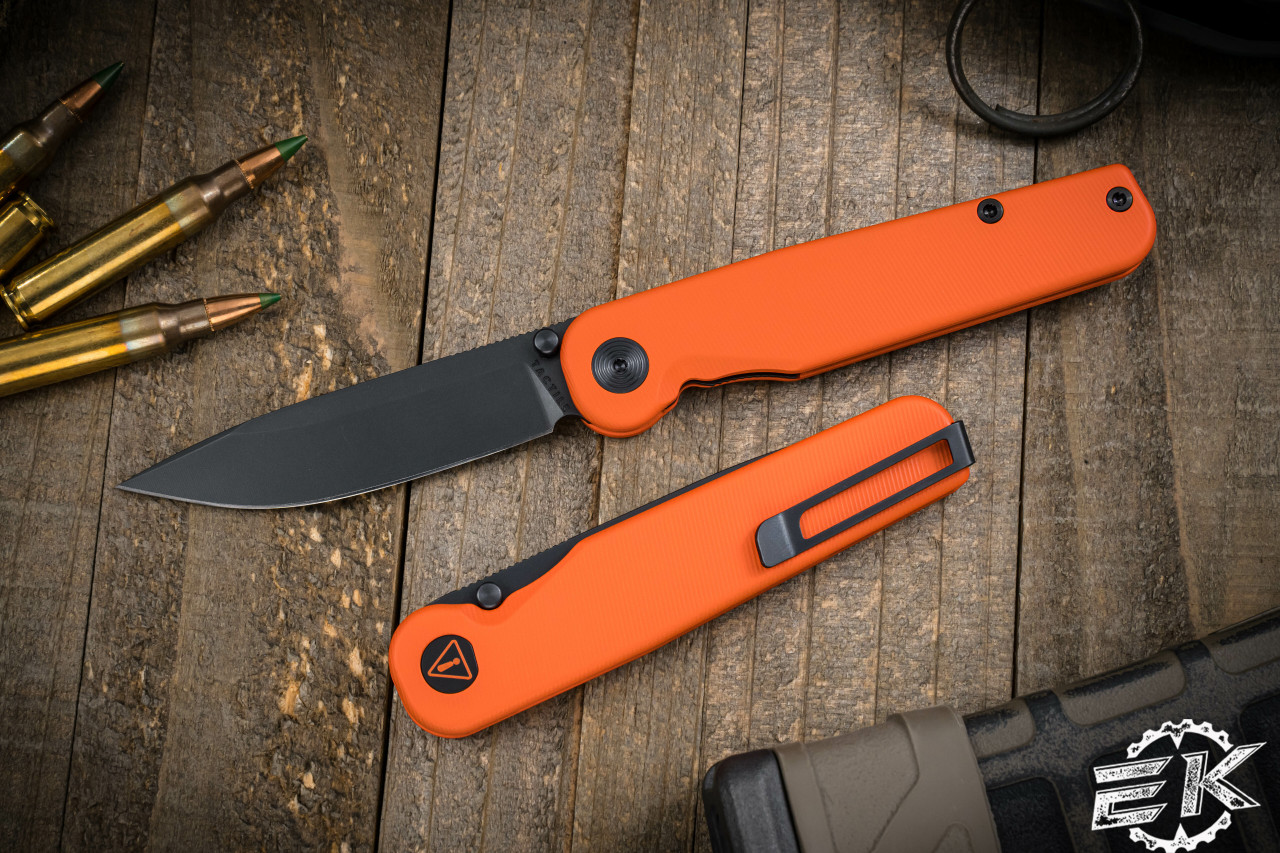 Tactile Knife Co. "Rockwall" Safety First Orange Titanium Folding Knife ...