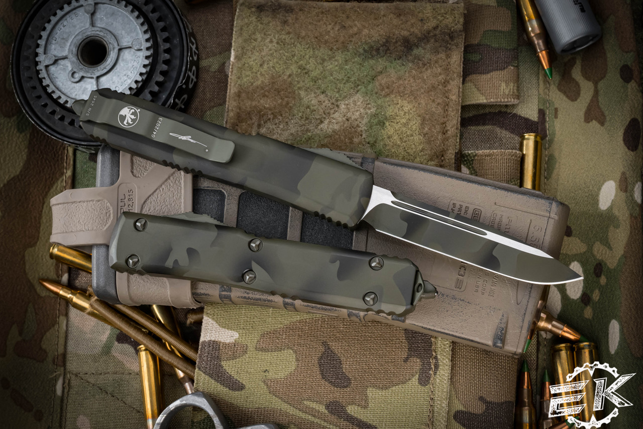 Microtech Ultratech Od Green Camo Otf Automatic Knife 34 Drop Point
