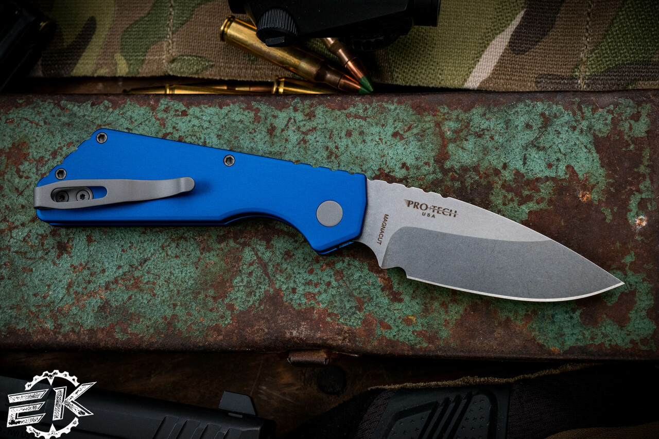 ProTech Strider PT+ Automatic Folding Knife Blue 3.05" MagnaCut ...