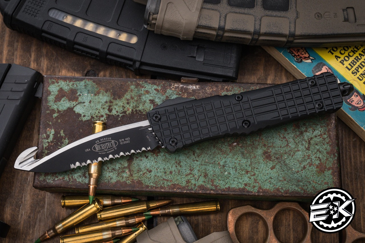 Preowned-Microtech Combat Troodon Rescue OTF Tool Aluminum Frag 3.8 ...