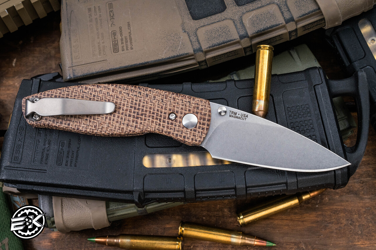 Three Rivers Manufacturing NEUTRON 2 Folding Knife Burlap Micarta 3 ...