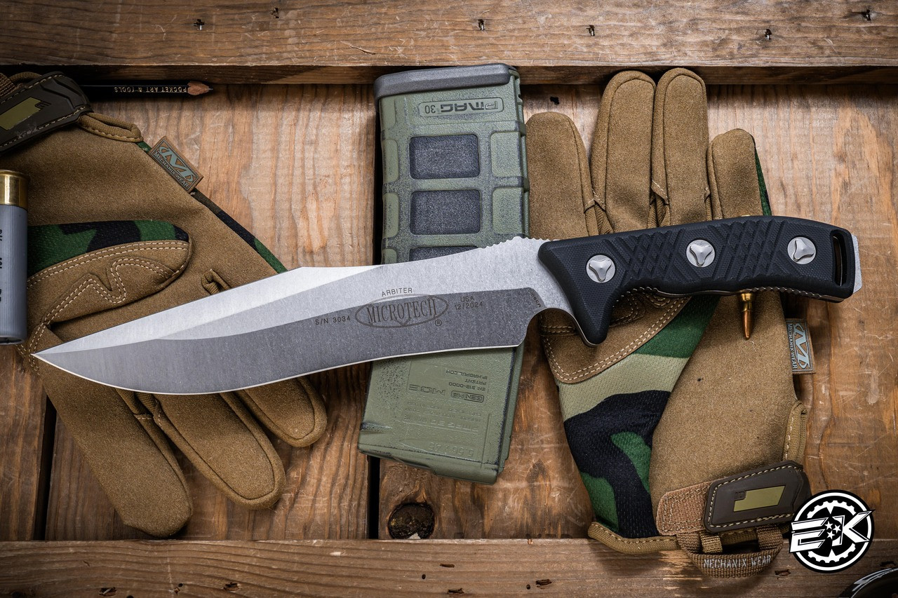 Microtech Arbiter Fixed Blade Knife 8.75" M390 Stonewash 104-10