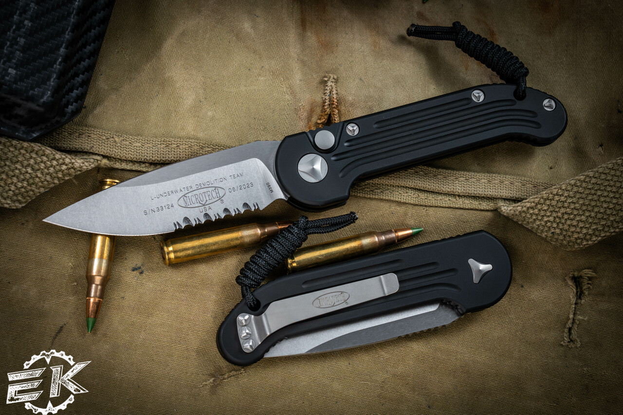 Preowned Microtech Ludt Automatic Folding Knife 34 Black Stonewash