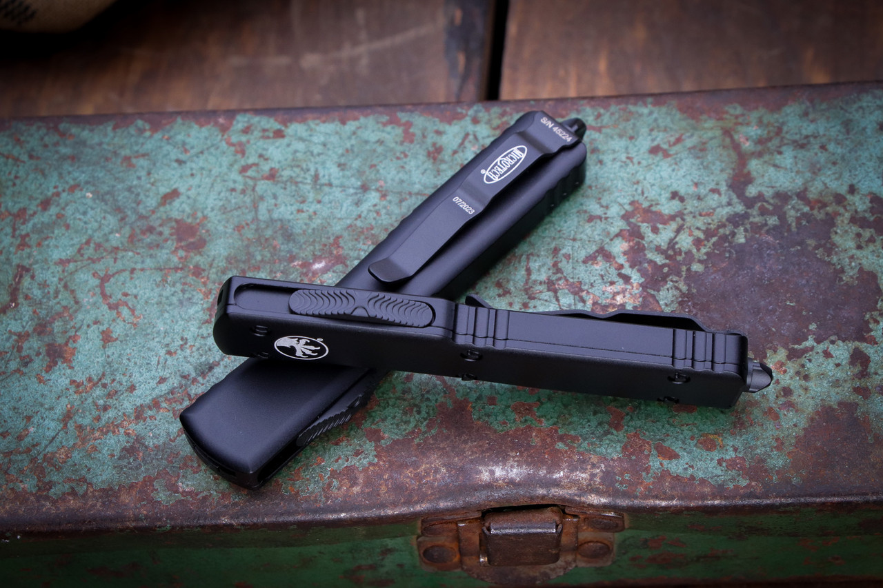 Microtech UTX-70 OTF Automatic Knife 2.4" Dagger Serrated Black 147-2T