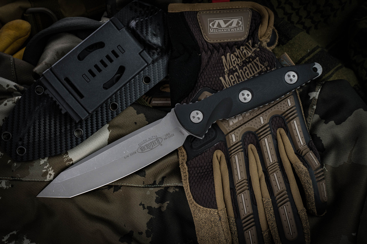 Microtech Socom Alpha Fixed Blade Knife Black G10 5" Tanto Apocalyptic ...
