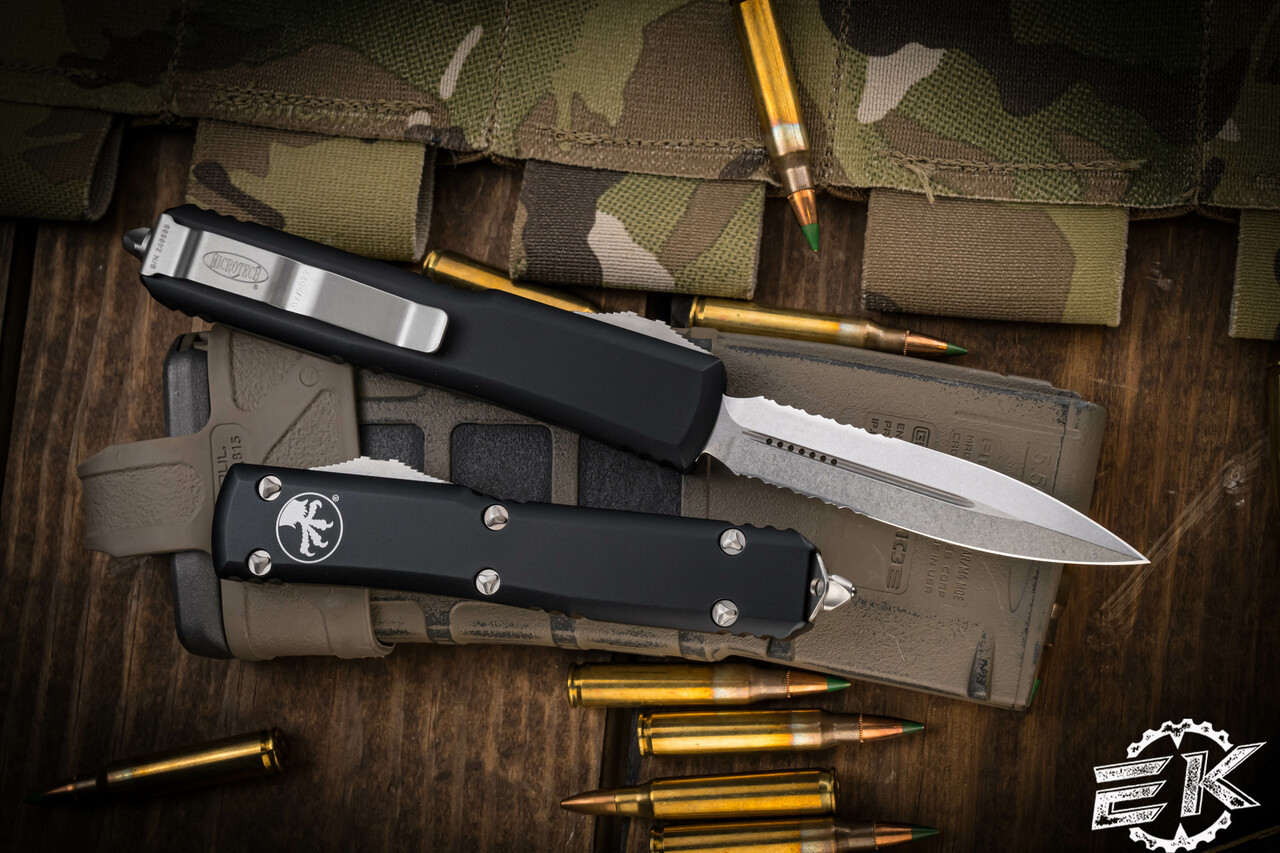 Microtech Ultratech OTF Automatic Knife Black 3.4" Dagger Stonewash ...