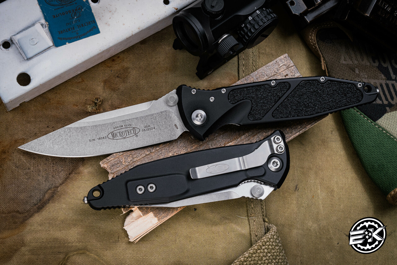 Microtech Socom Elite Manual Folding Knife 4 Clip Point Stonewash 160 10