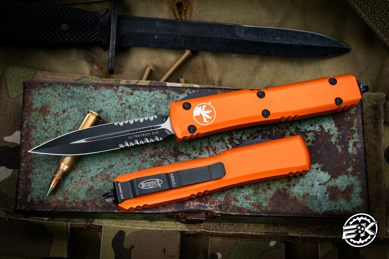 Microtech Ultratech OTF Automatic Orange Aluminum D/E 3.4" Black ...