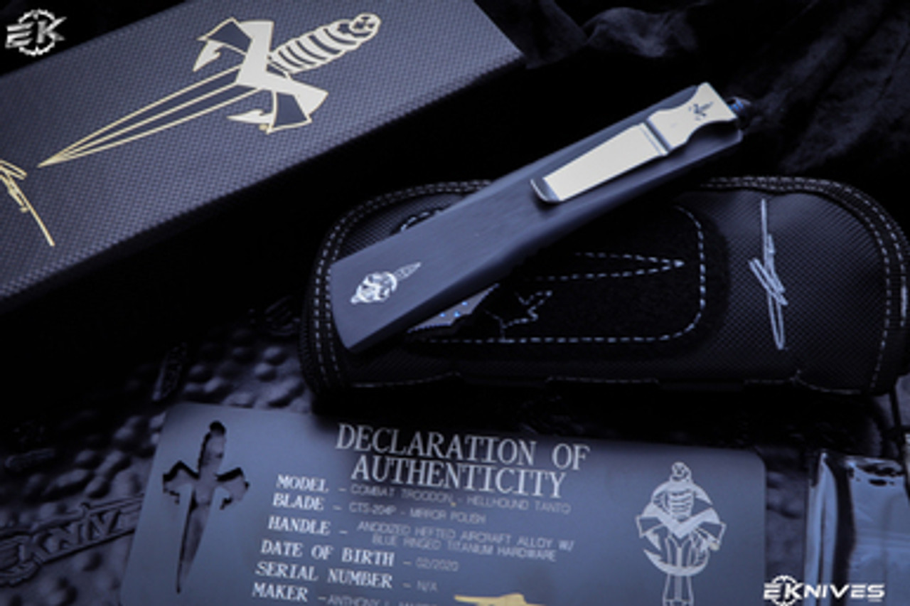 Marfione Custom Combat Troodon Hellhound Blue Ringed Accents 38 Tanto