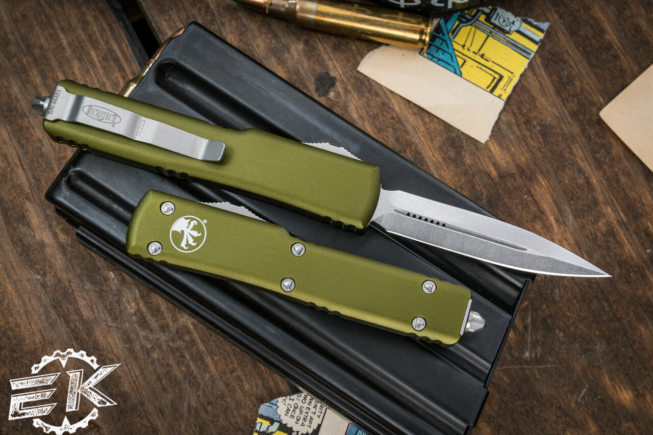Microtech Utx 70 Otf Automatic Knife Od Green 24 Dagger Stonewash 147