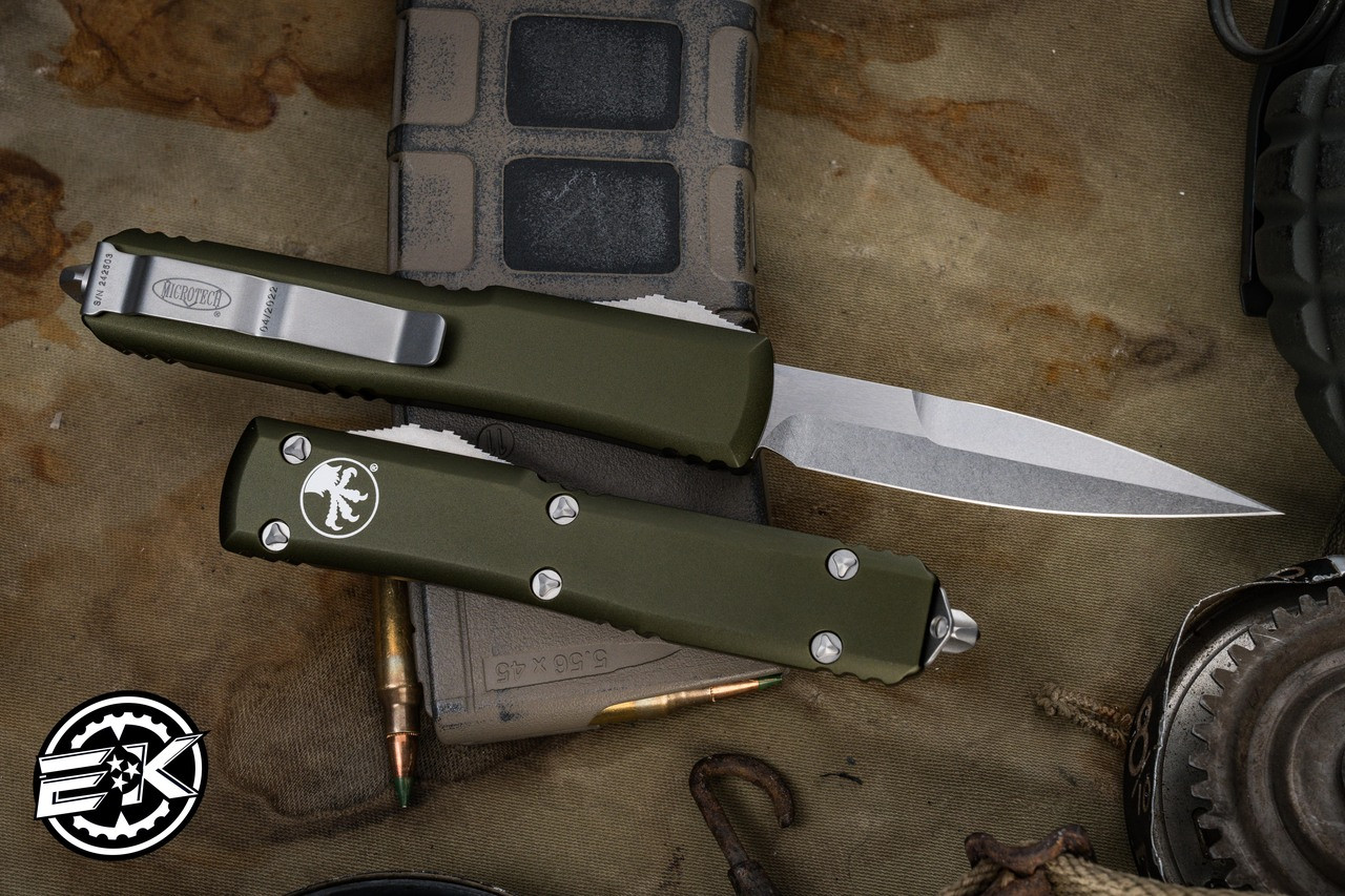 Microtech Ultratech Otf Automatic Knife Od Green 34 Bayonet Stonewash