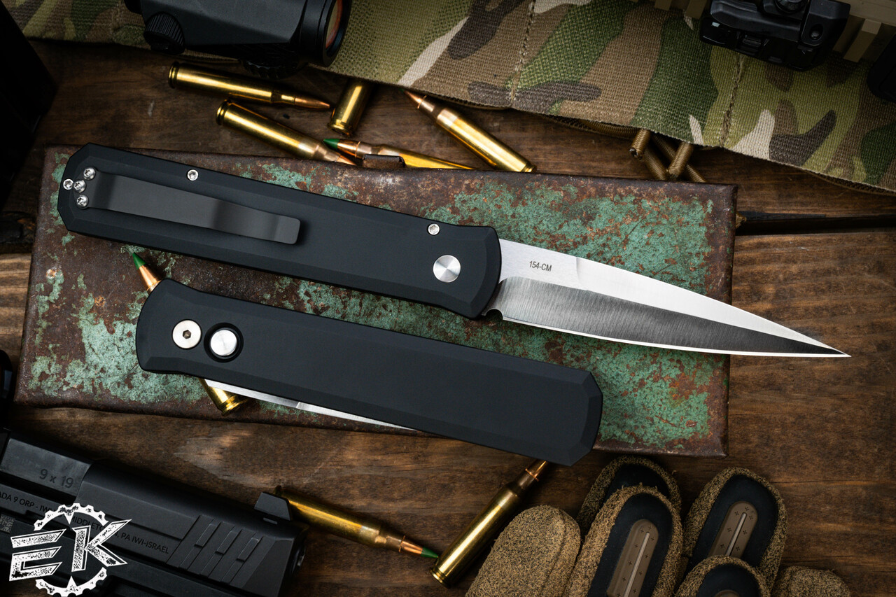 Protech Godfather Automatic Folding Knife Black 4 Satin 921 Satin