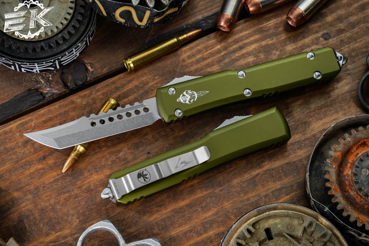 Microtech Ultratech OD Green Hellhound 3.4" Tanto Stonewash 119-10ODS