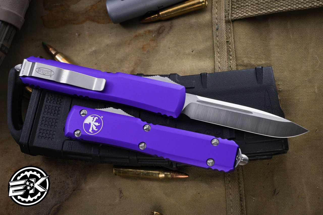 Microtech Ultratech Otf Automatic Knife Purple 34 Drop Point Satin