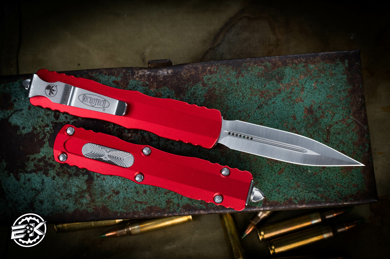 Microtech Dirac Otf Automatic Knife Red 3 Double Edge Dagger Satin 225 4rd