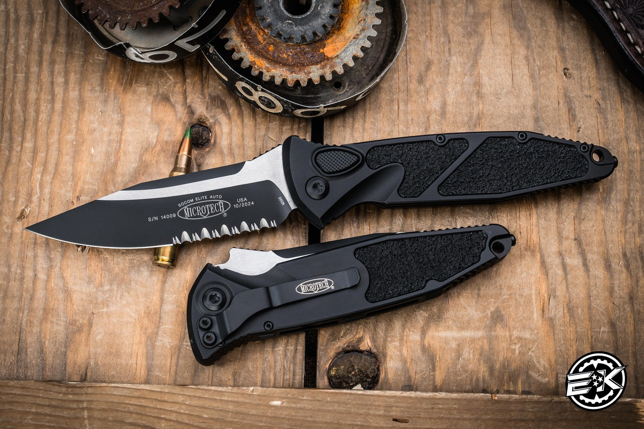 Microtech Socom Elite Automatic Folding Knife 4 Clip Point Black
