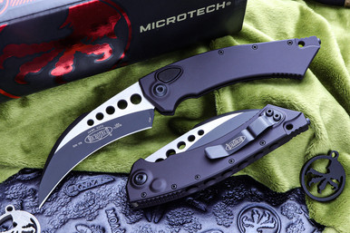 Microtech Hawk Automatic Folding Knife 4" Hawkbill Black Tactical 166-1TSM