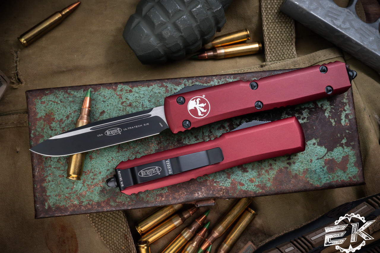 Microtech Ultratech Otf Automatic Knife Merlot Red 34 Drop Point