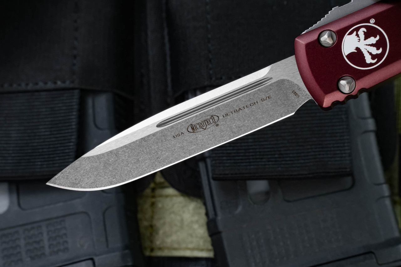 Microtech Ultratech OTF Automatic Knife Merlot Red 3.4" Drop Point ...
