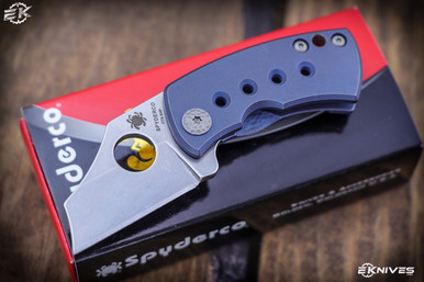 Jonathan Mcnees Custom/Spyderco McBee Blue Titanium 1.5" XHP Stonewash